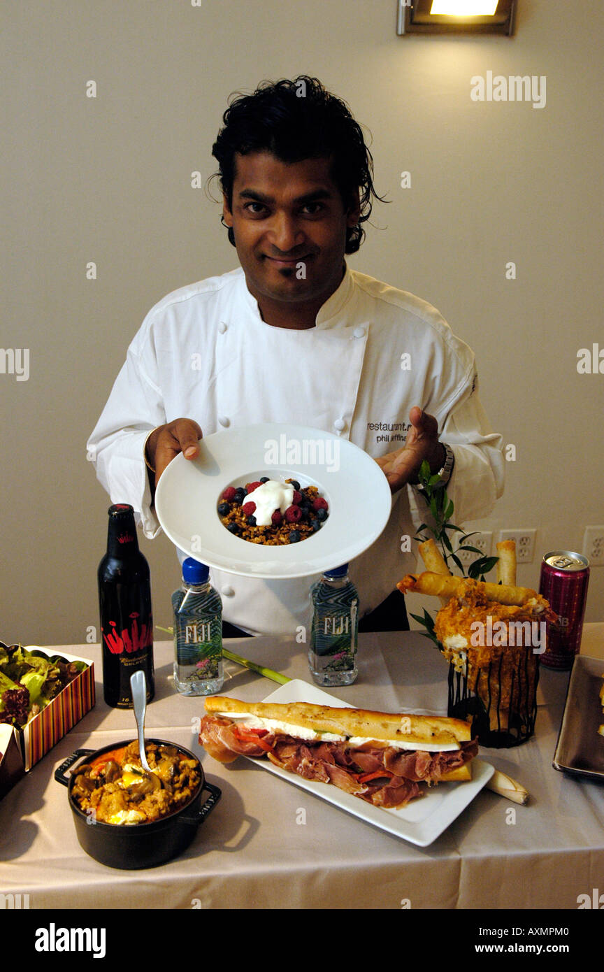 Restaurant mc chef displays various dishes Stock Photo - Alamy