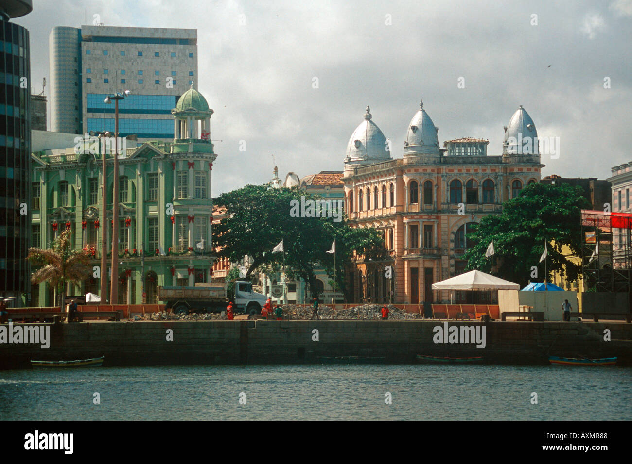 Old and new buildings contrast at the historical downtown district ...