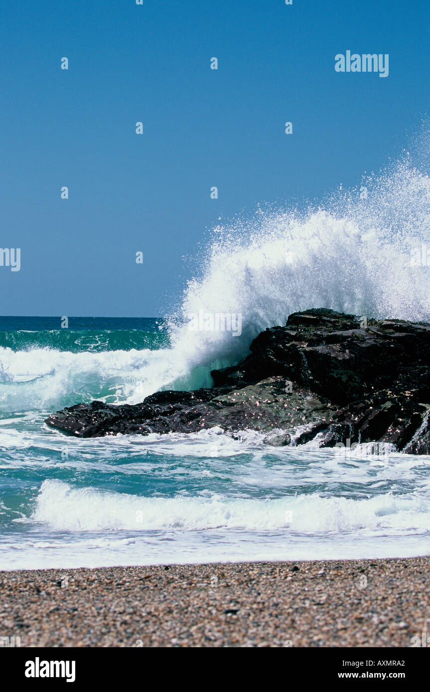 Atlantic ocean wave breaking onto rocks Stock Photo - Alamy