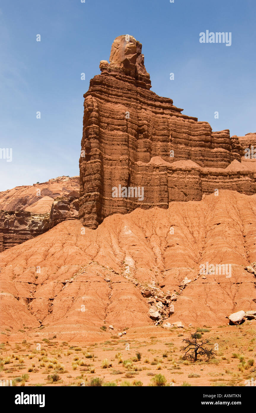 The Chimney Rock, Capitol Reef National Park, Highway 12 Stock Photo ...