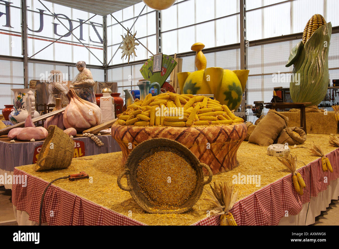Making a float in Murcia, Spain, for a procession Stock Photo - Alamy