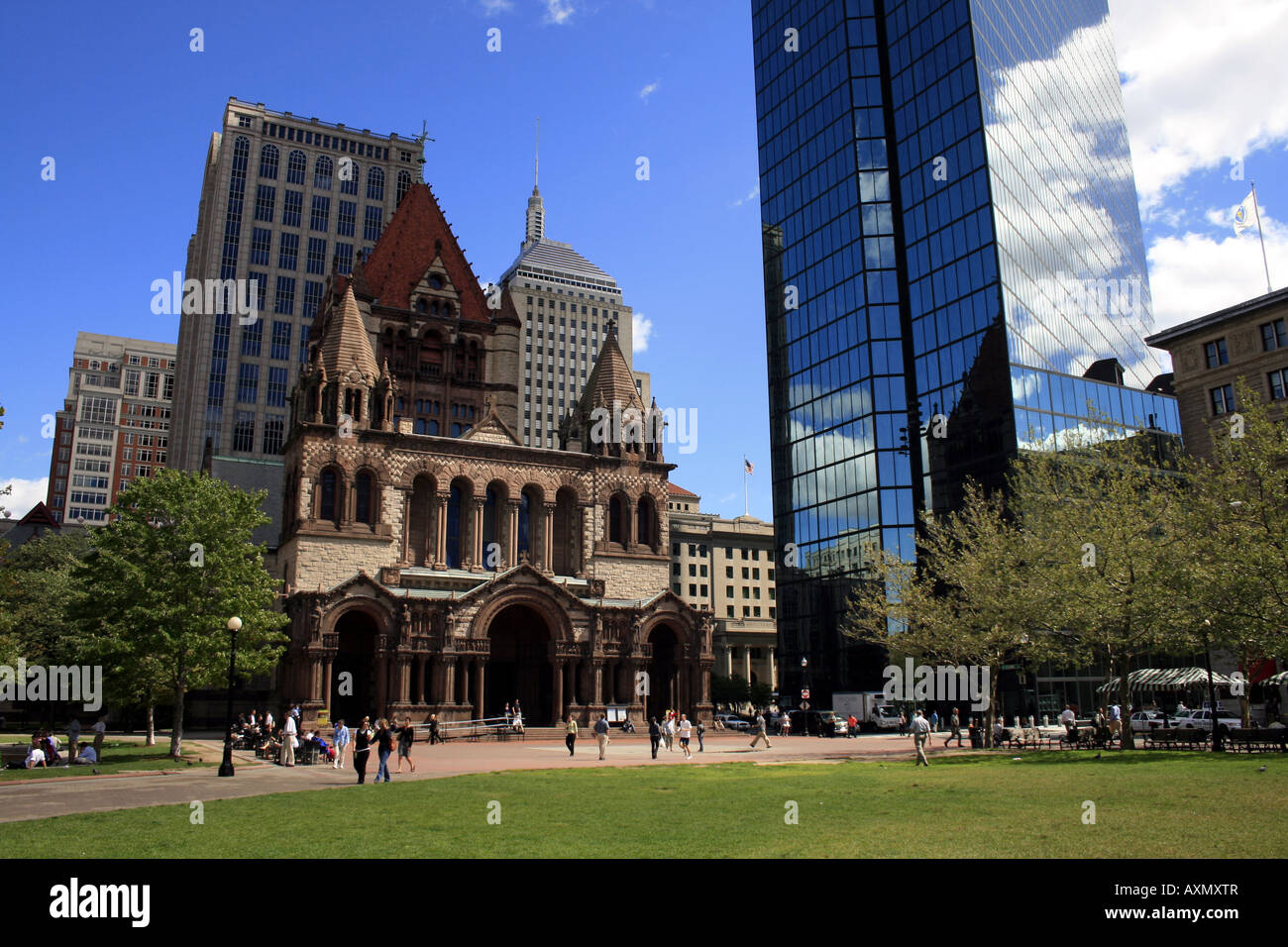 Hancock Tower, Trinity Church, Copley Sq., Boston Stock Photo - Alamy