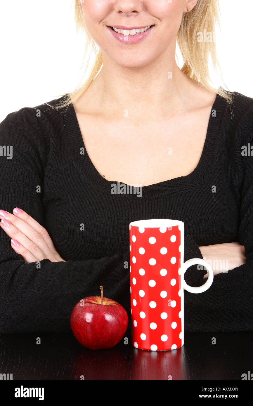 Young Woman with Cup of Tea Model Released Stock Photo - Alamy