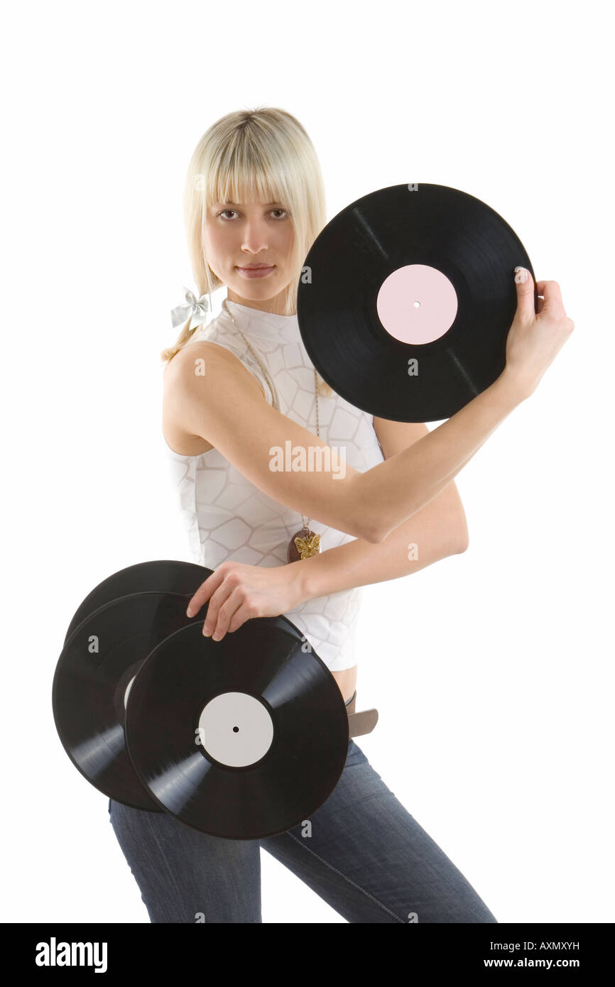 Young girl - disc jockey Stock Photo - Alamy