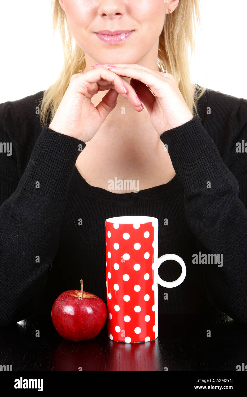 Young Woman with Cup of Tea Model Released Stock Photo - Alamy