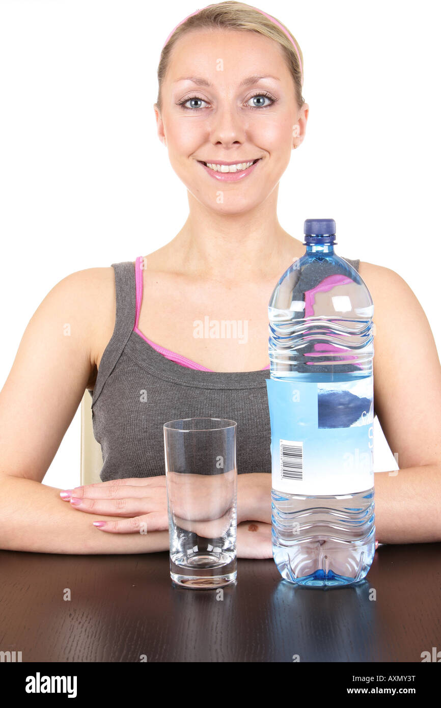 Young Woman with Water Model Released Stock Photo - Alamy