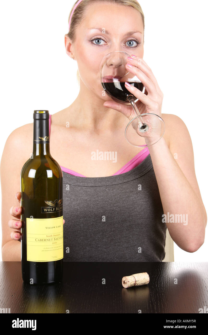 Young Woman Drinking Red Wine Model Released Stock Photo - Alamy
