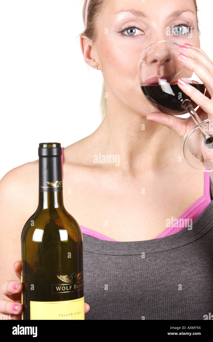 Young Woman Drinking Red Wine Model Released Stock Photo - Alamy