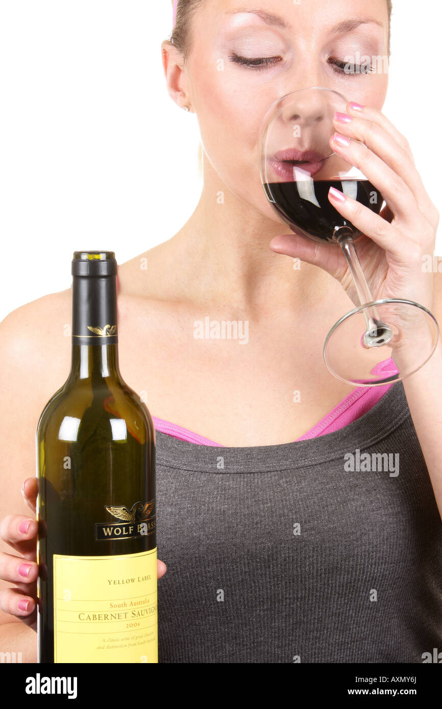 Young Woman Drinking Red Wine Model Released Stock Photo - Alamy