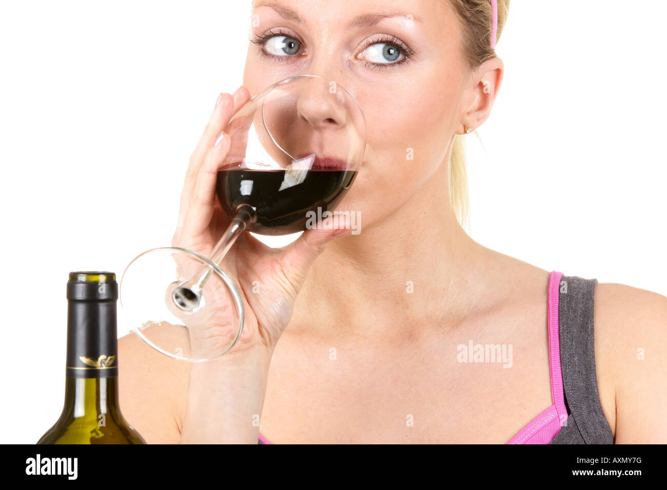Young Woman Drinking Red Wine Model Released Stock Photo - Alamy