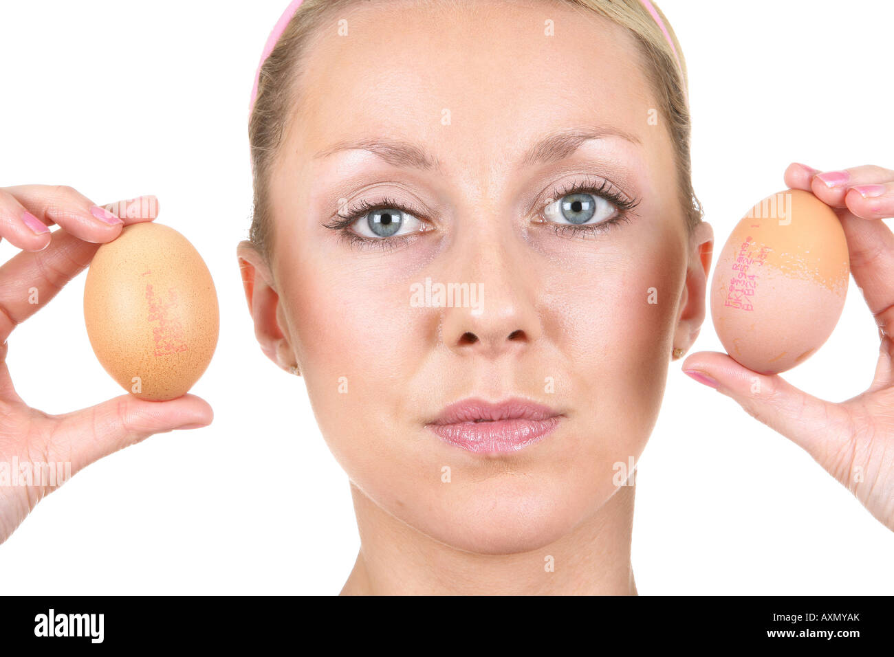 Young Woman Choosing Eggs Model Released Stock Photo - Alamy