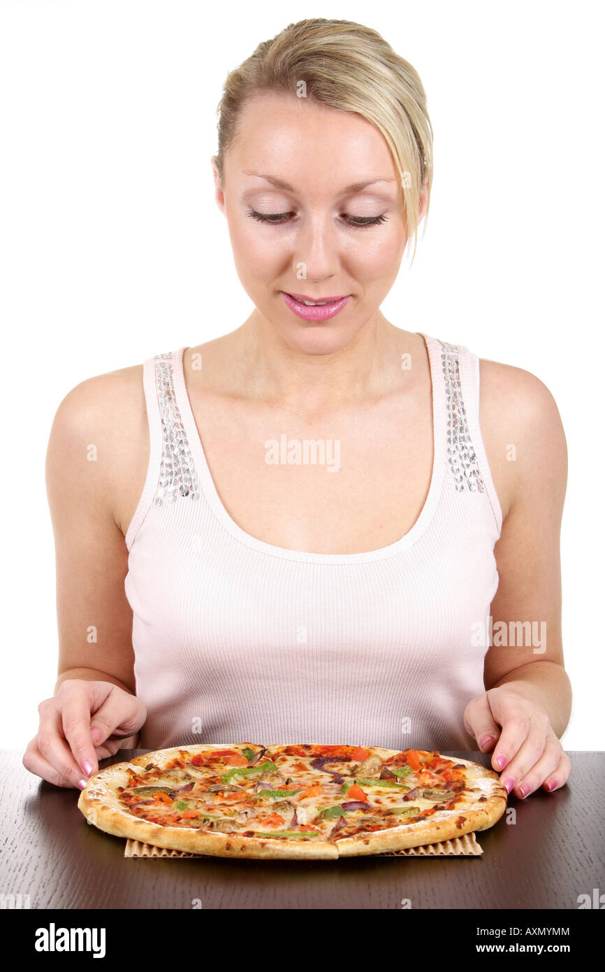 Young Woman Eating Pizza Model Released Stock Photo - Alamy