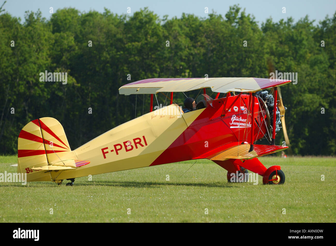 Old 30's German biplane Bucker Bu 133 Jungmeister, French vintage air ...
