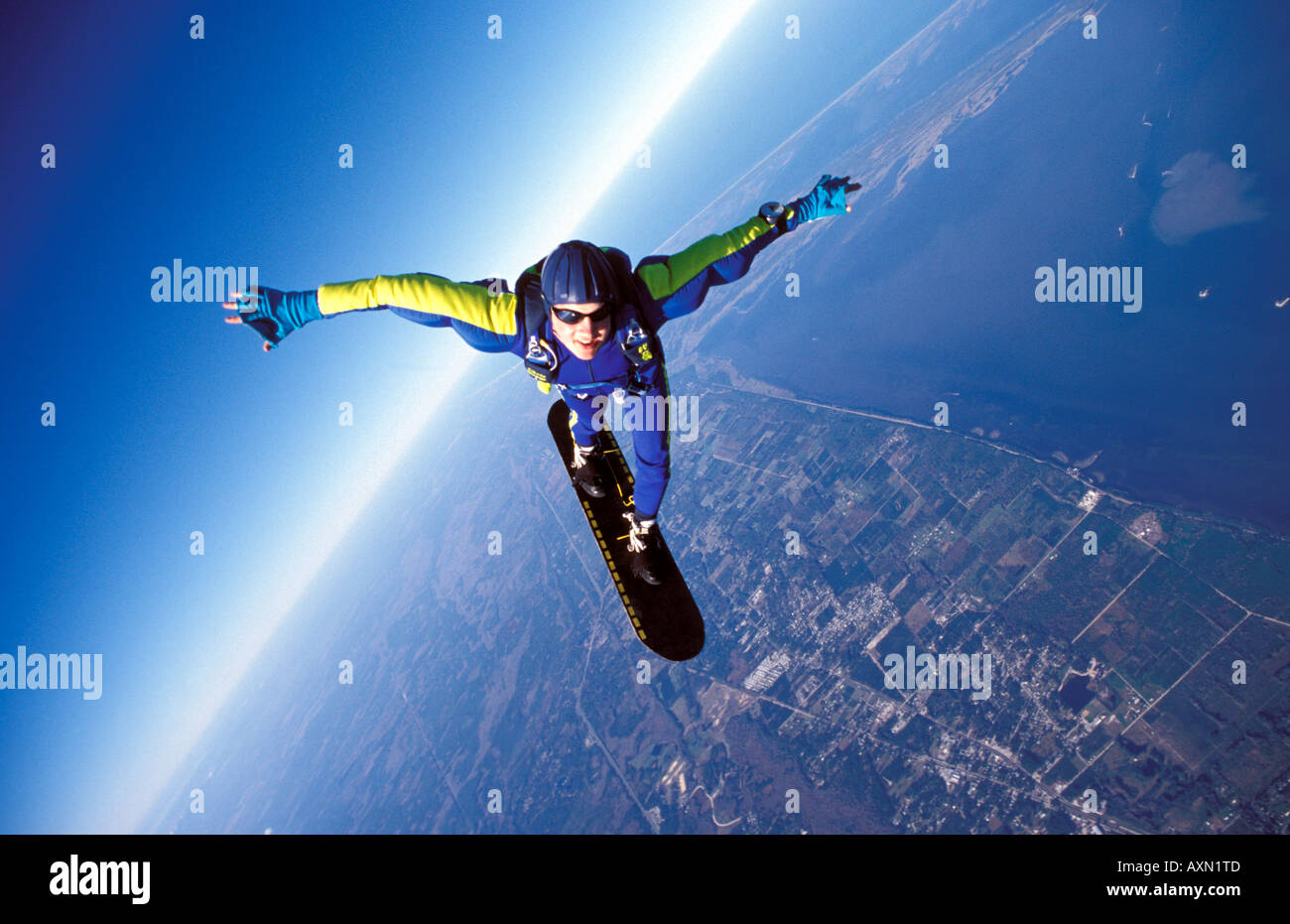 Sky Surfing above city and sea Stock Photo - Alamy