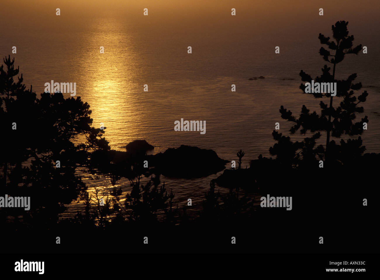Sunset overlooking the Pacific ocean near Carmel California Stock Photo ...