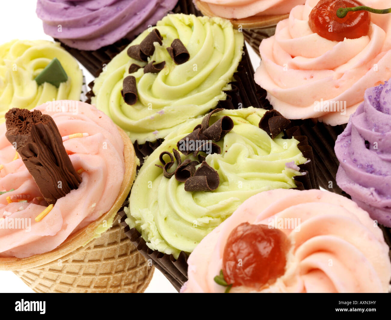 Selection Of Assorted Novelty Dessert Iced And Decorated Luxury Sponge ...