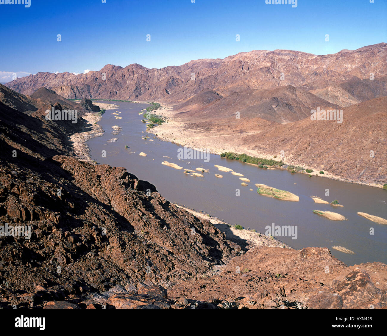 The Orange River where it forms the border between South Africa and ...