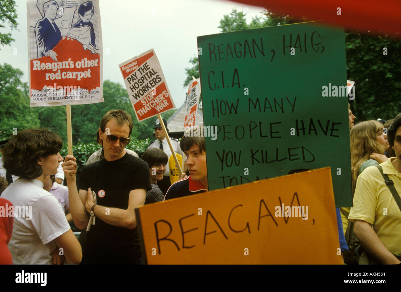 CND 1980s London UK rally against Thatchers war The Falklands War Hyde ...