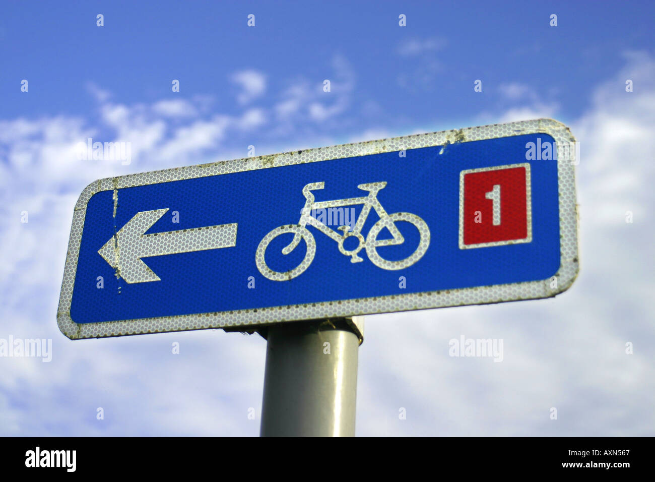 Cycle Route Sign in Alnmouth Northumberland in the North East of the ...