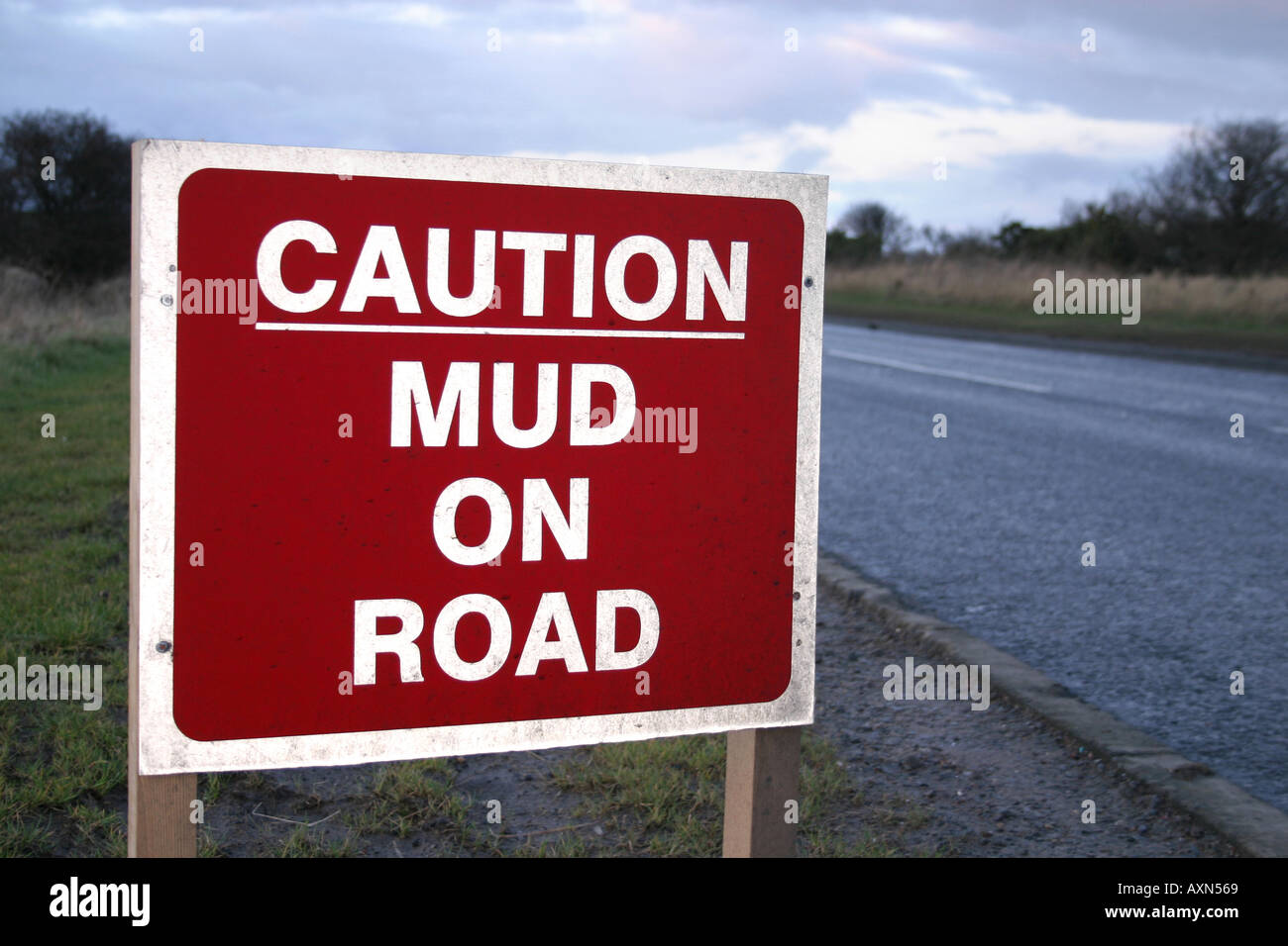 Caution Mud on Road Warning Sign in Ashington Northumberland in the ...