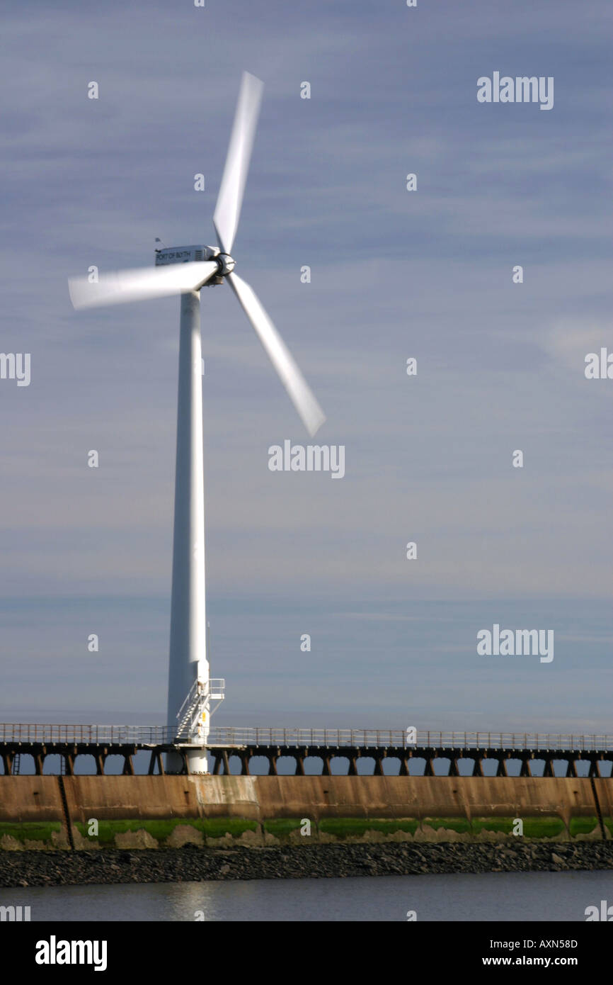 Wind Turbine at Blyth Harbour Blyth Northumberland United Kingdom UK ...