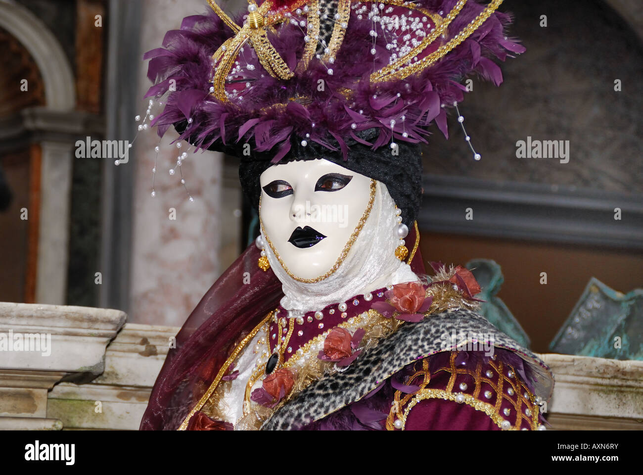 Venice Italy carnival 2008 a very pompous mask in St Marco square Stock ...