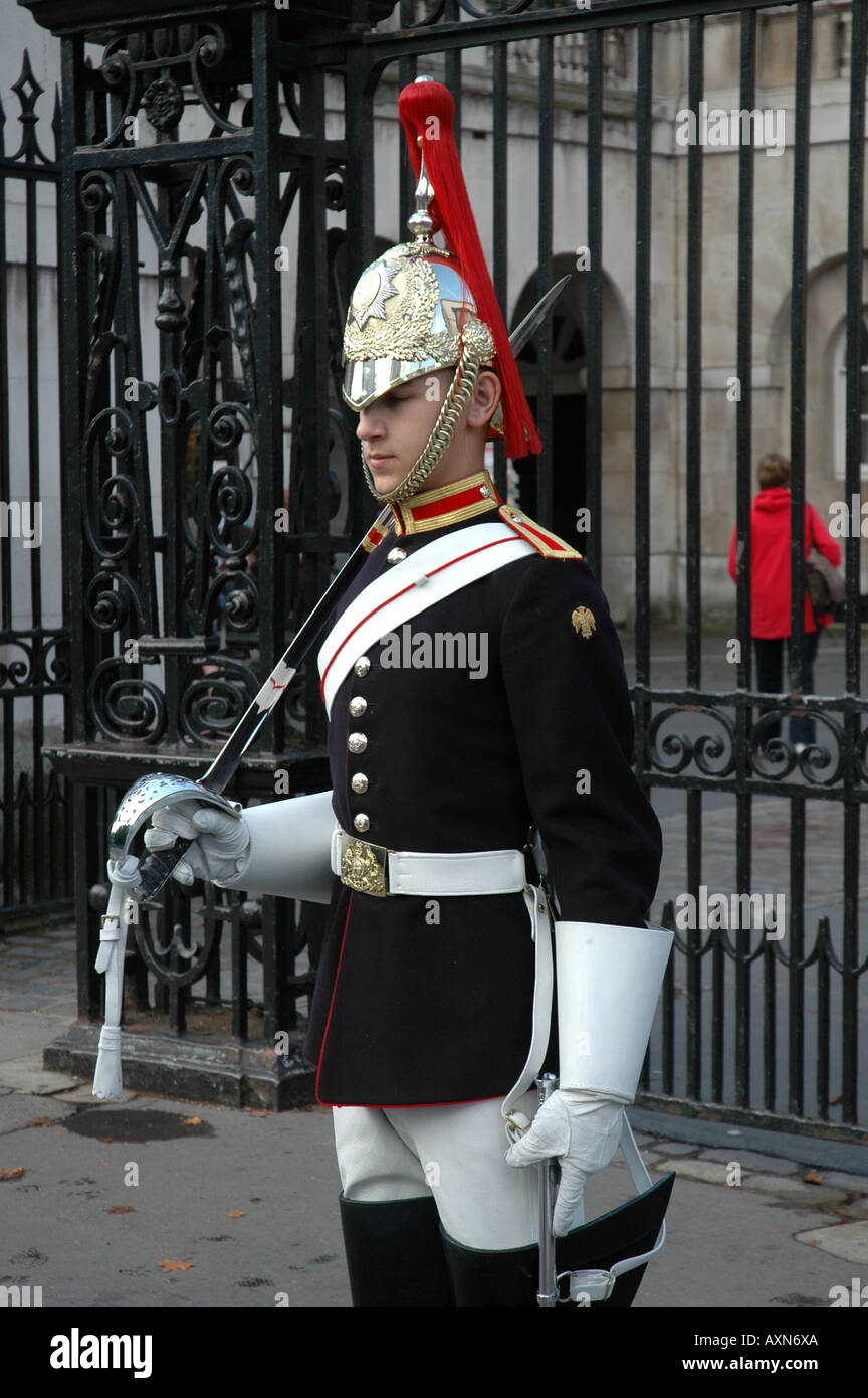 Household Cavalry The Blues and Royals guard on duty in front of Horse ...
