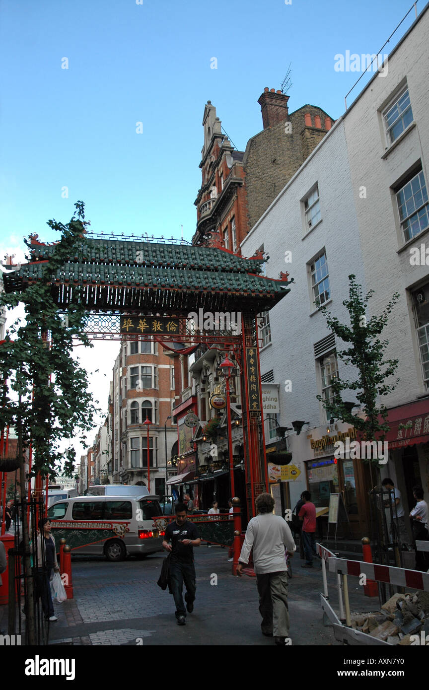 Oriental gateway on Macclesfield Street in London Chinatown, UK Stock ...