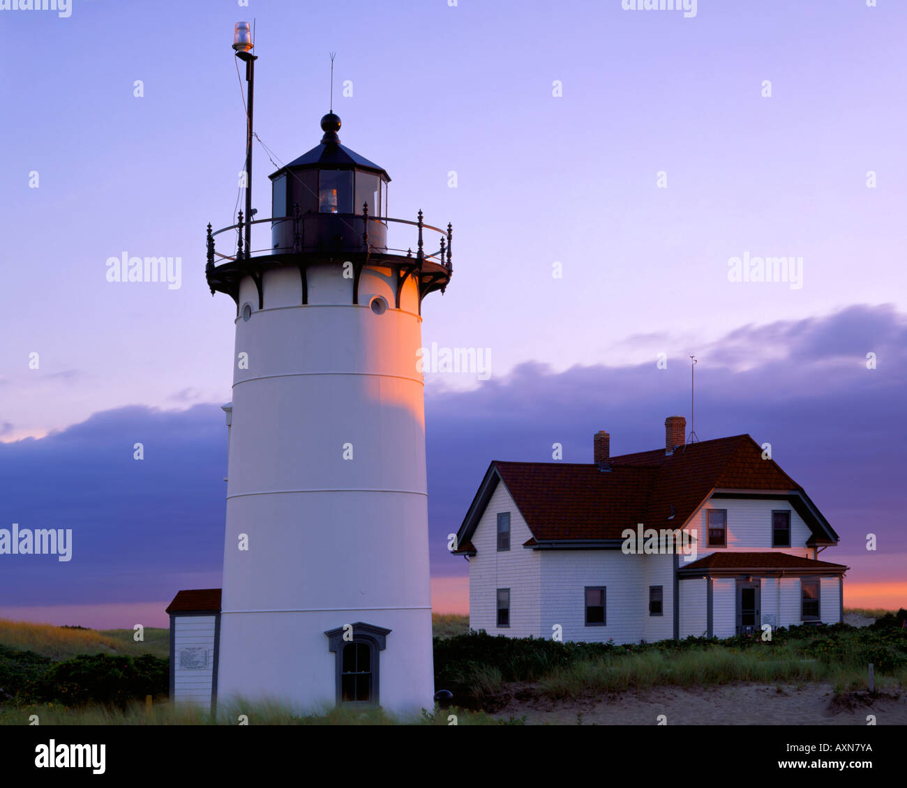 Cape Cod National Seashore MA Evening light on Race Point lighthouse ...