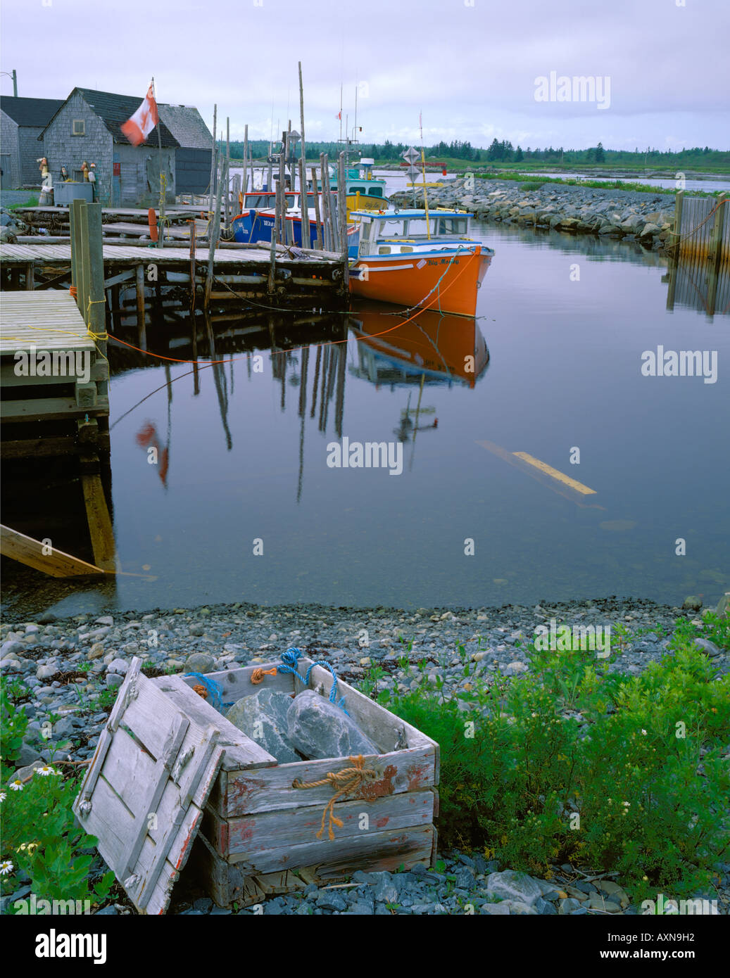 Inner harbor of the village West Berlin on Blueberry Bay, Nova Scotia ...