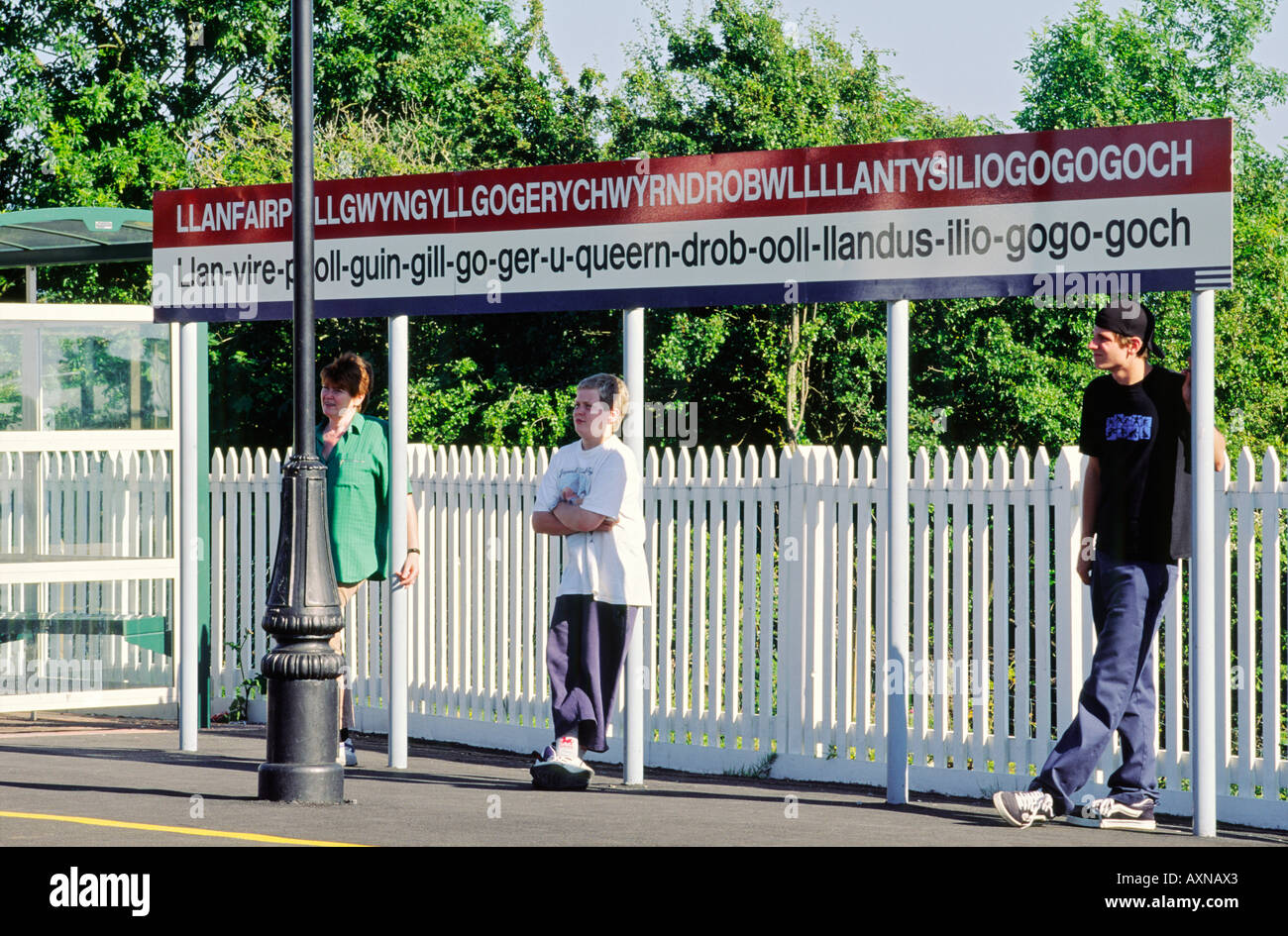 Place name sign in railway station of town of ...