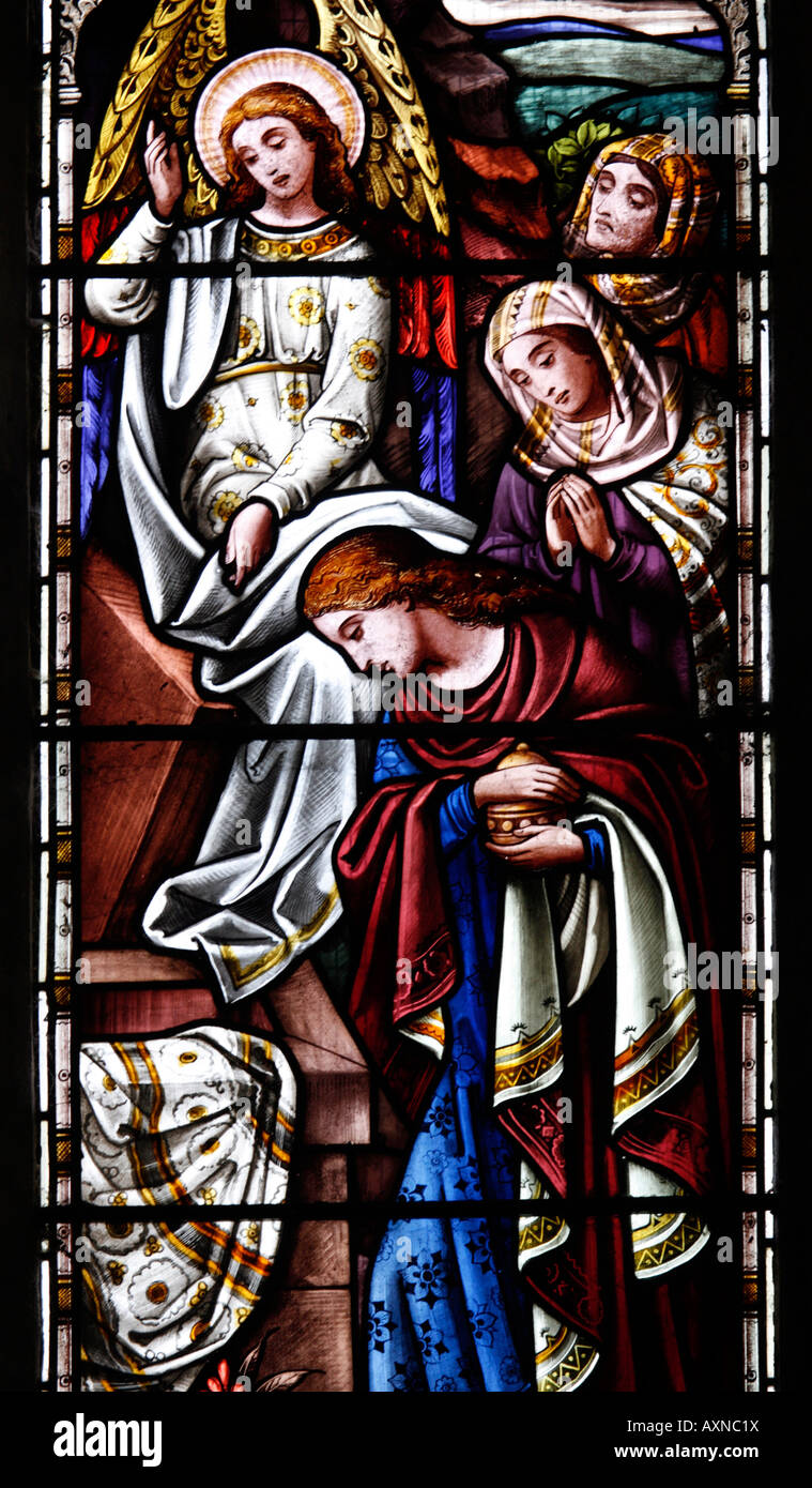 Stained Glass Window Depicting The Three Marys At Jesuss Empty Tomb
