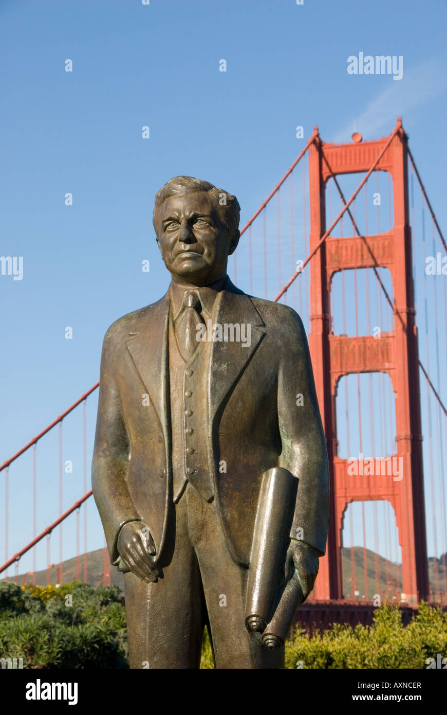 Statue of the builder of the Golden Gate Bridge San Francisco Stock ...