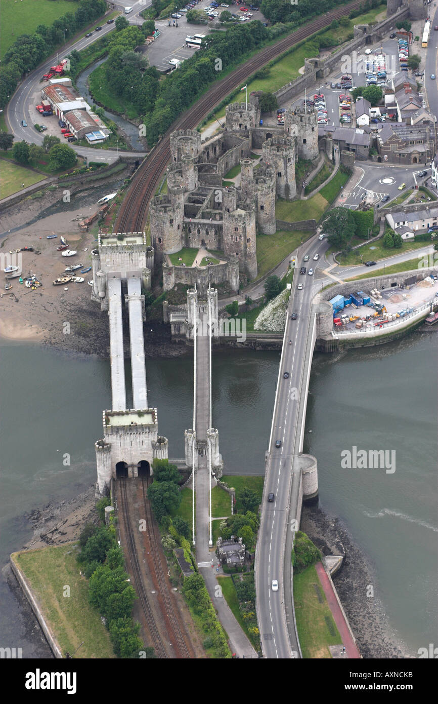 Conwy Castle Bridges Over the River Conwy North West Wales Stock Photo ...