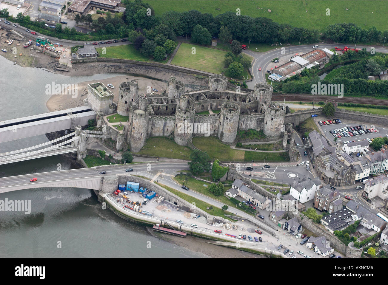 Conwy Castle Bridges Over the River Conwy North West Wales Stock Photo ...