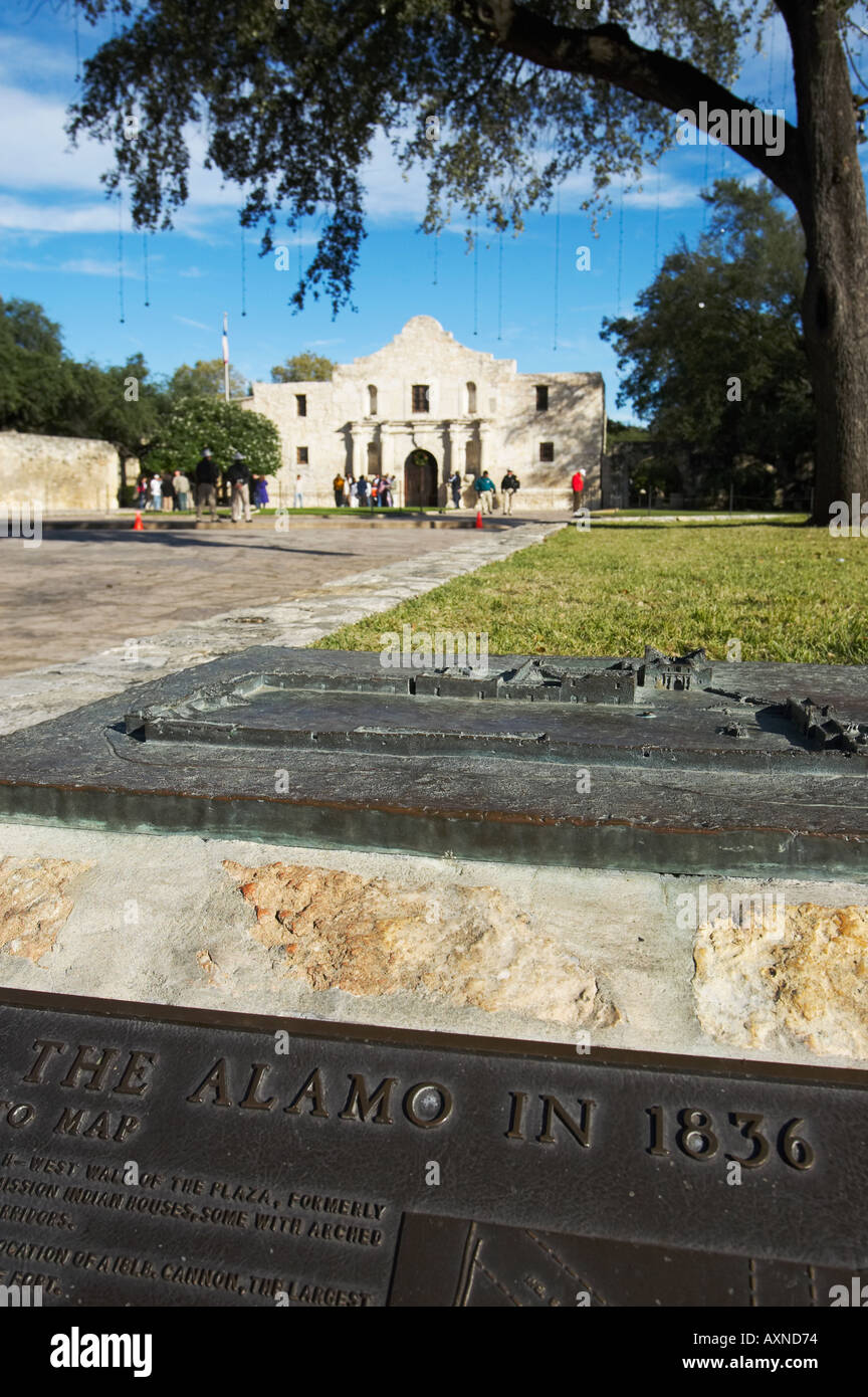 TEXAS San Antonio Plaque and model Alamo in 1836 limestone building and ...