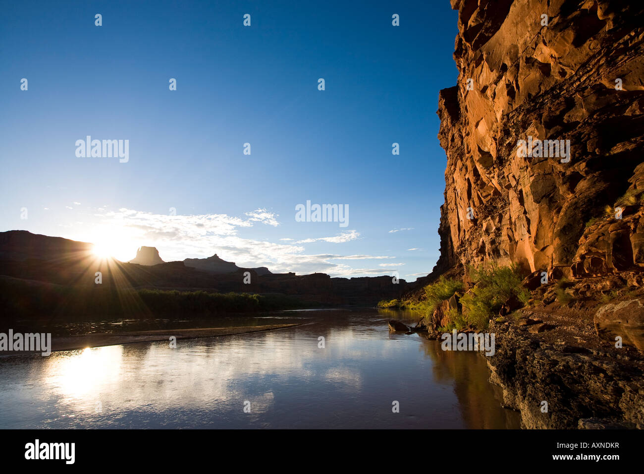 Sun rises over the Colorado river, Utah Stock Photo - Alamy
