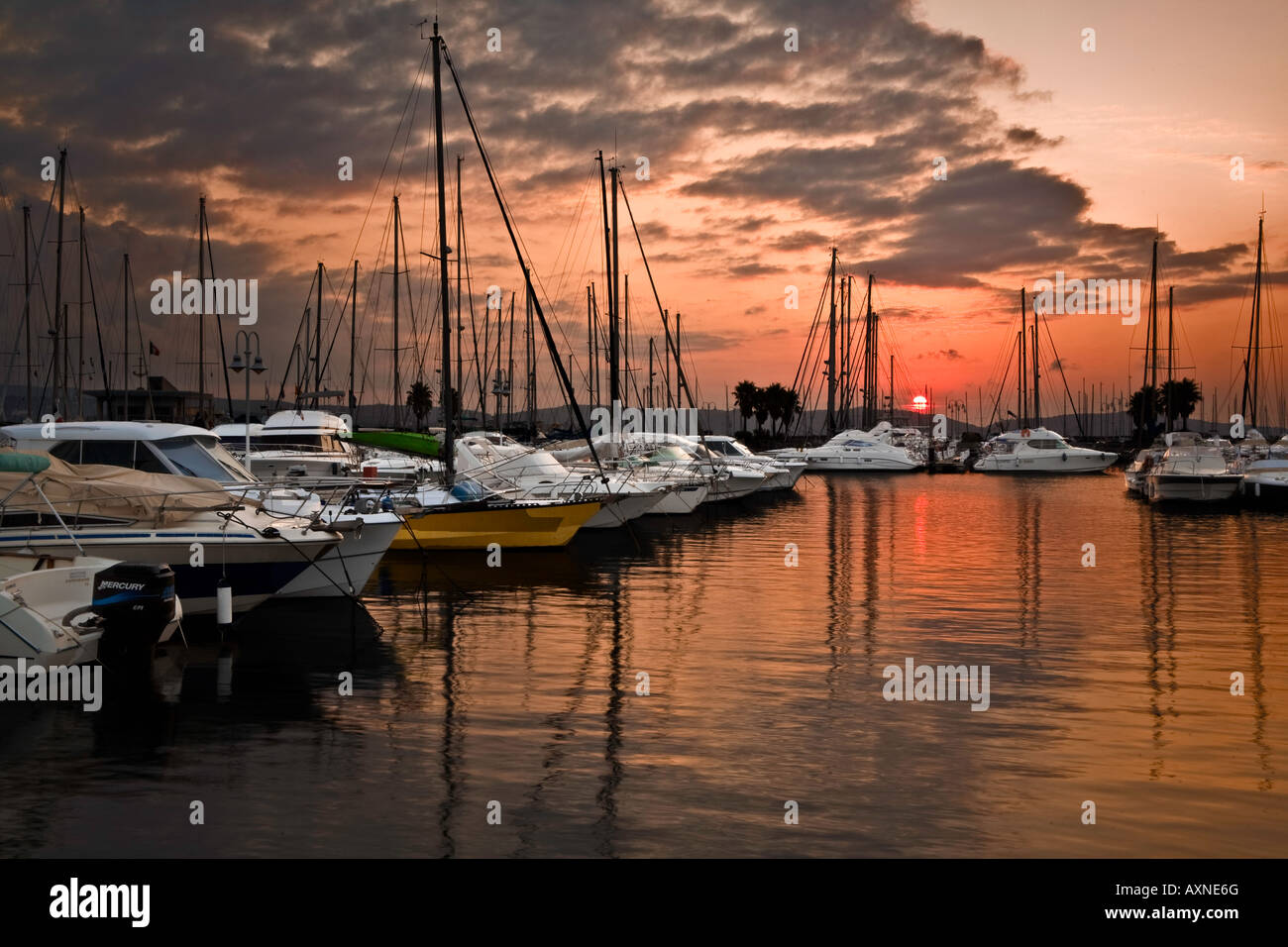 Cavalaire harbour Provence France at dawn showing beautiful light over ...
