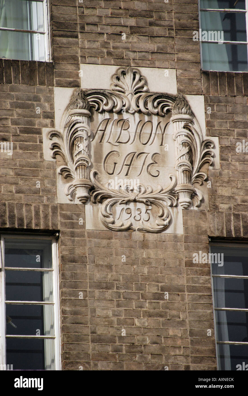 Albion Gate stone emblem on building in Bayswater Road London Stock ...