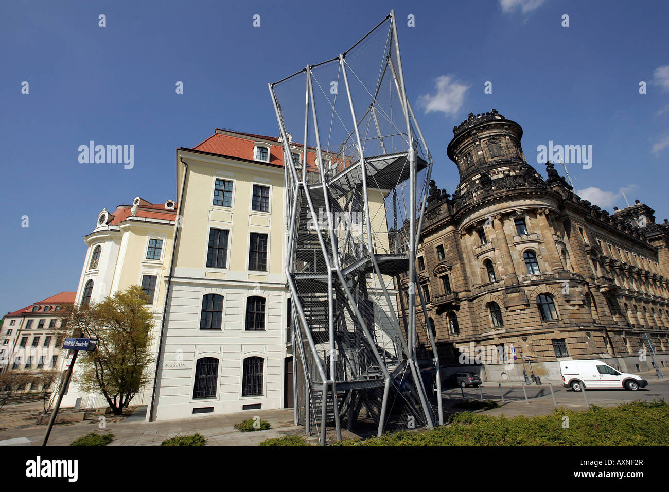 Museum with modern staircase, Dresden Stock Photo - Alamy