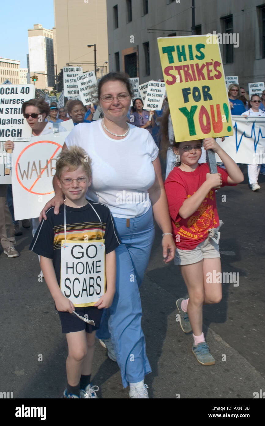 Striking Nurses March in Detroit Labor Day Parade Stock Photo - Alamy