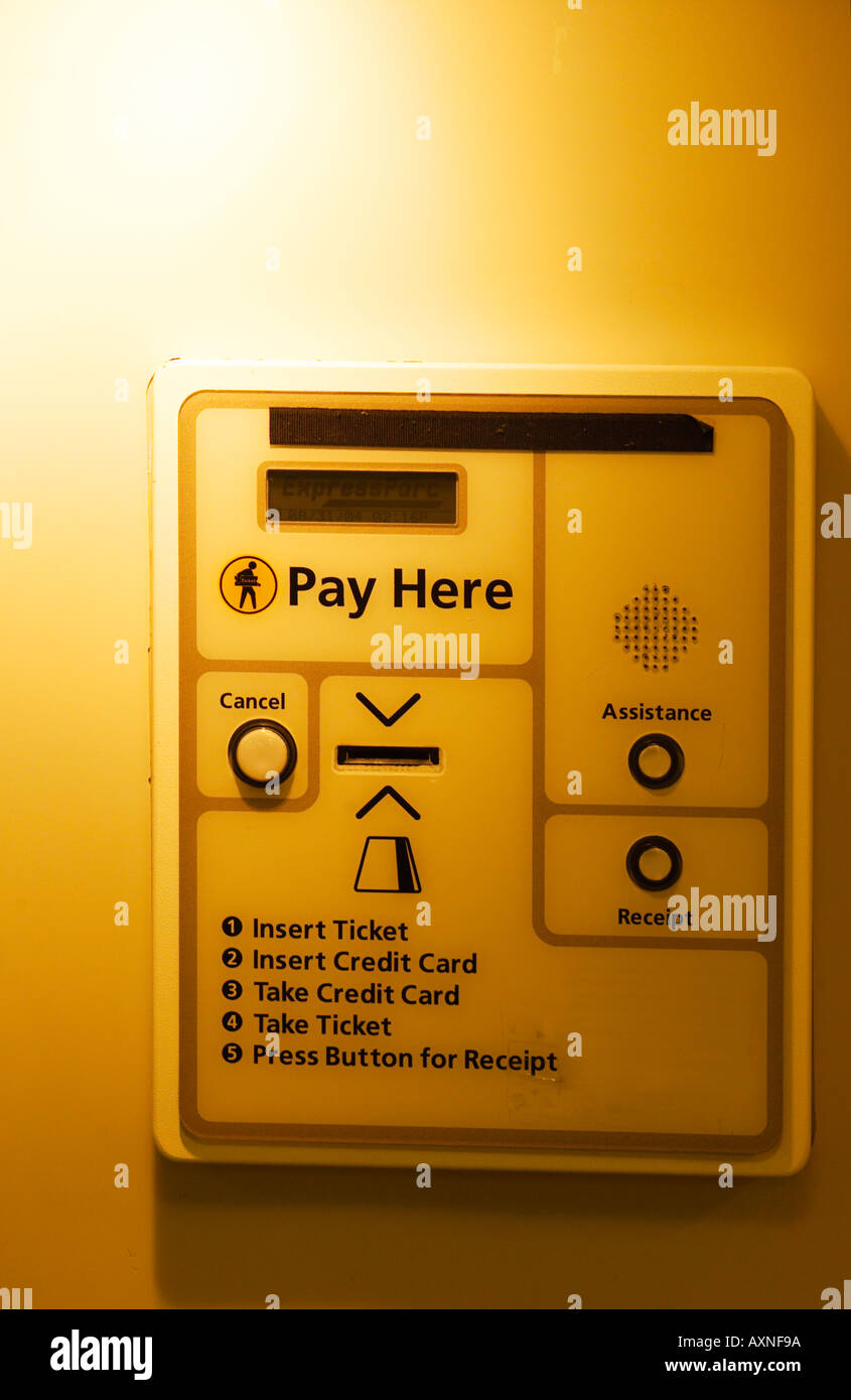 STREET SCENE Chicago Illinois Self pay machine in parking garage pay ...