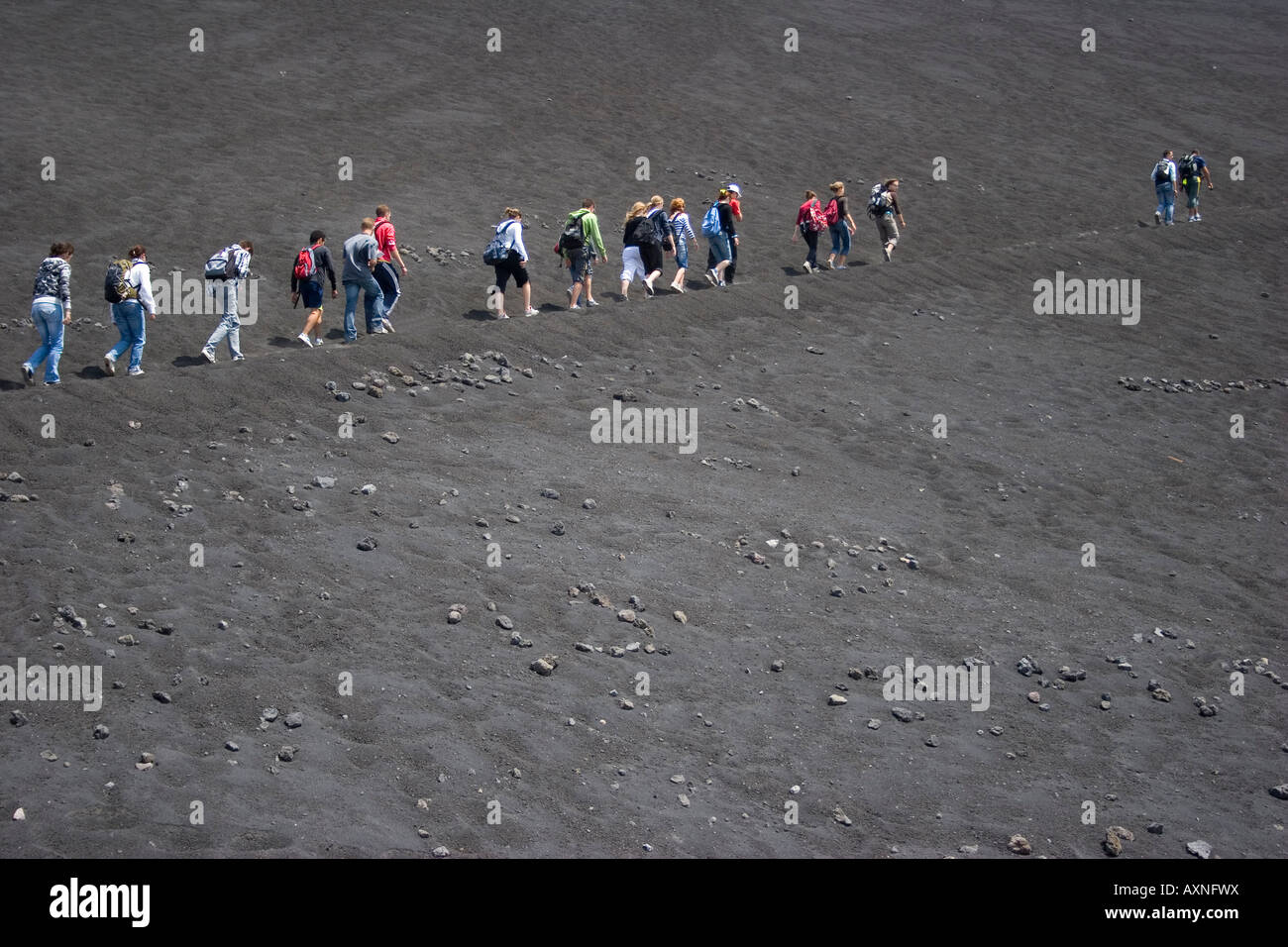 PEOPLE CLIMBING SICILIAN VOLCANO ETNA Stock Photo - Alamy