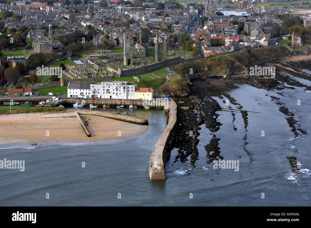 Aerial view of St Andrews from sea Stock Photo - Alamy