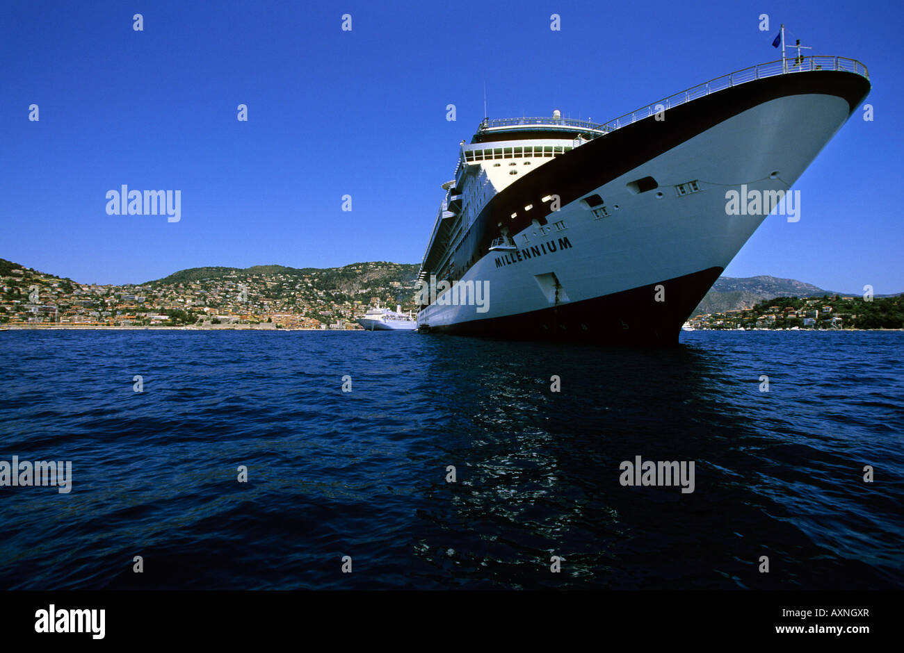 Cruise ship in the Villefranche sur Mer bay French Riviera Stock Photo ...