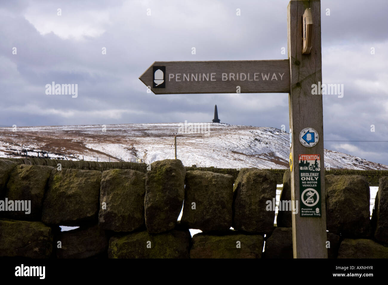 Pennine Way Sign , Stoodley Pike , part of the Pennine way , Calderdale ...