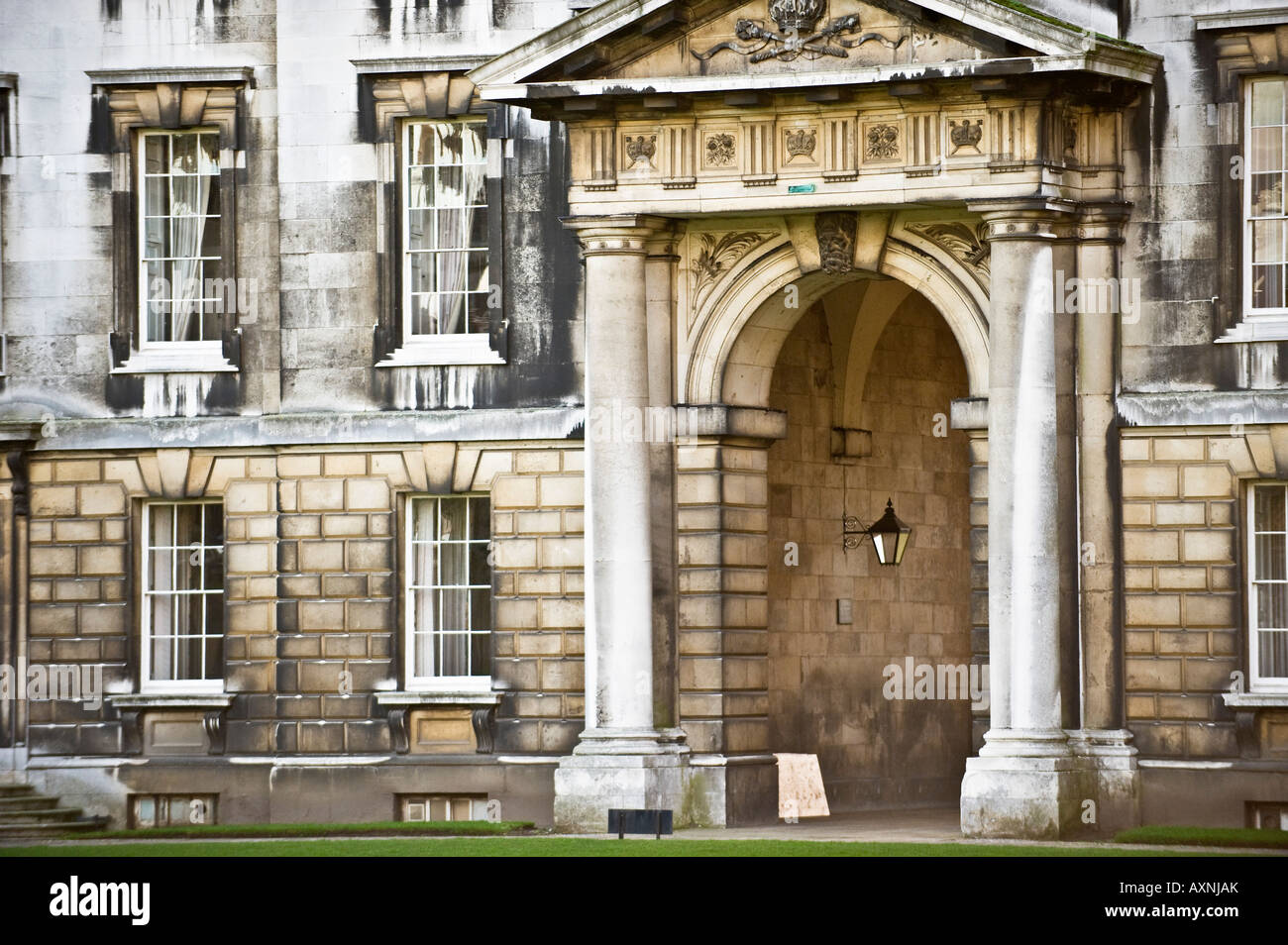 cambridge college architecture building university pillars door windows ...