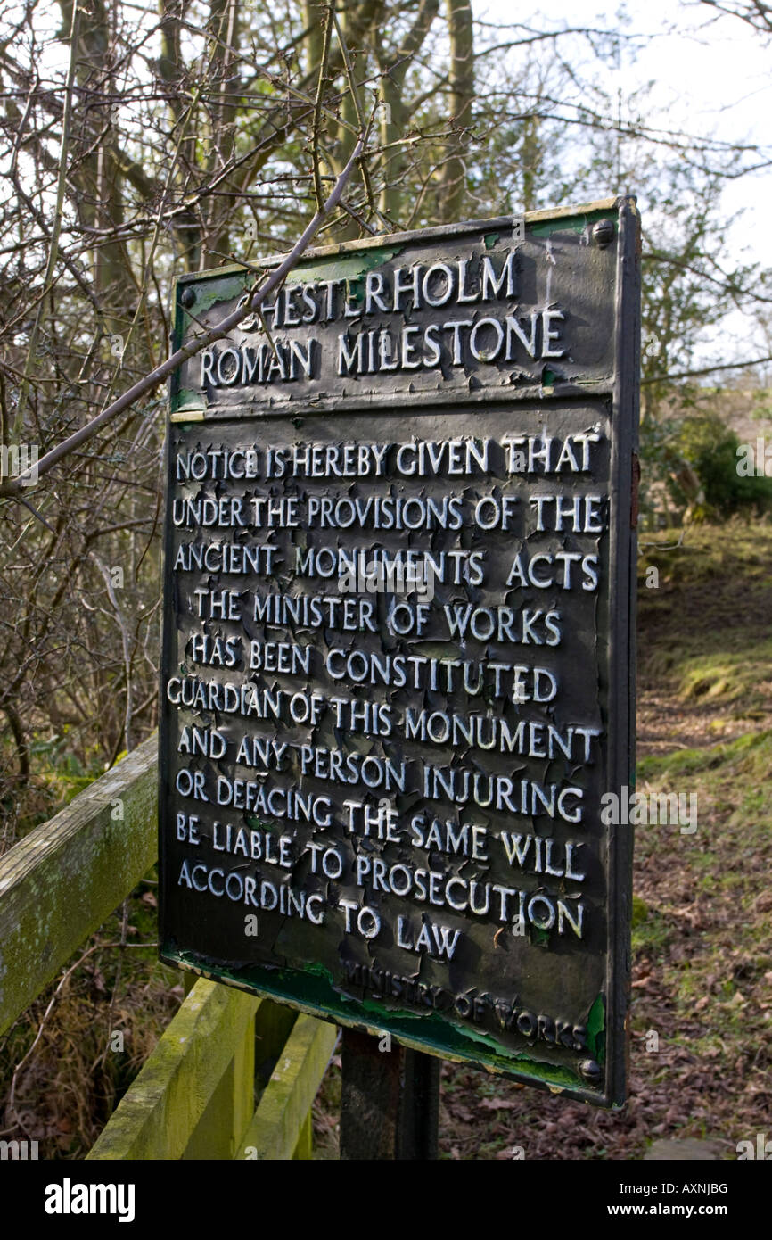 Information sign about a Roman milestone at Chesterholm Northumberland ...