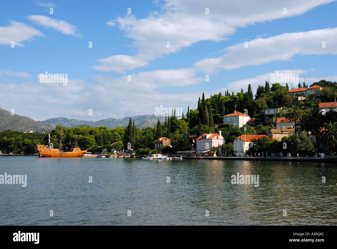 The harbour of Donje Celo on the small Elaphite island of Kolocep in ...