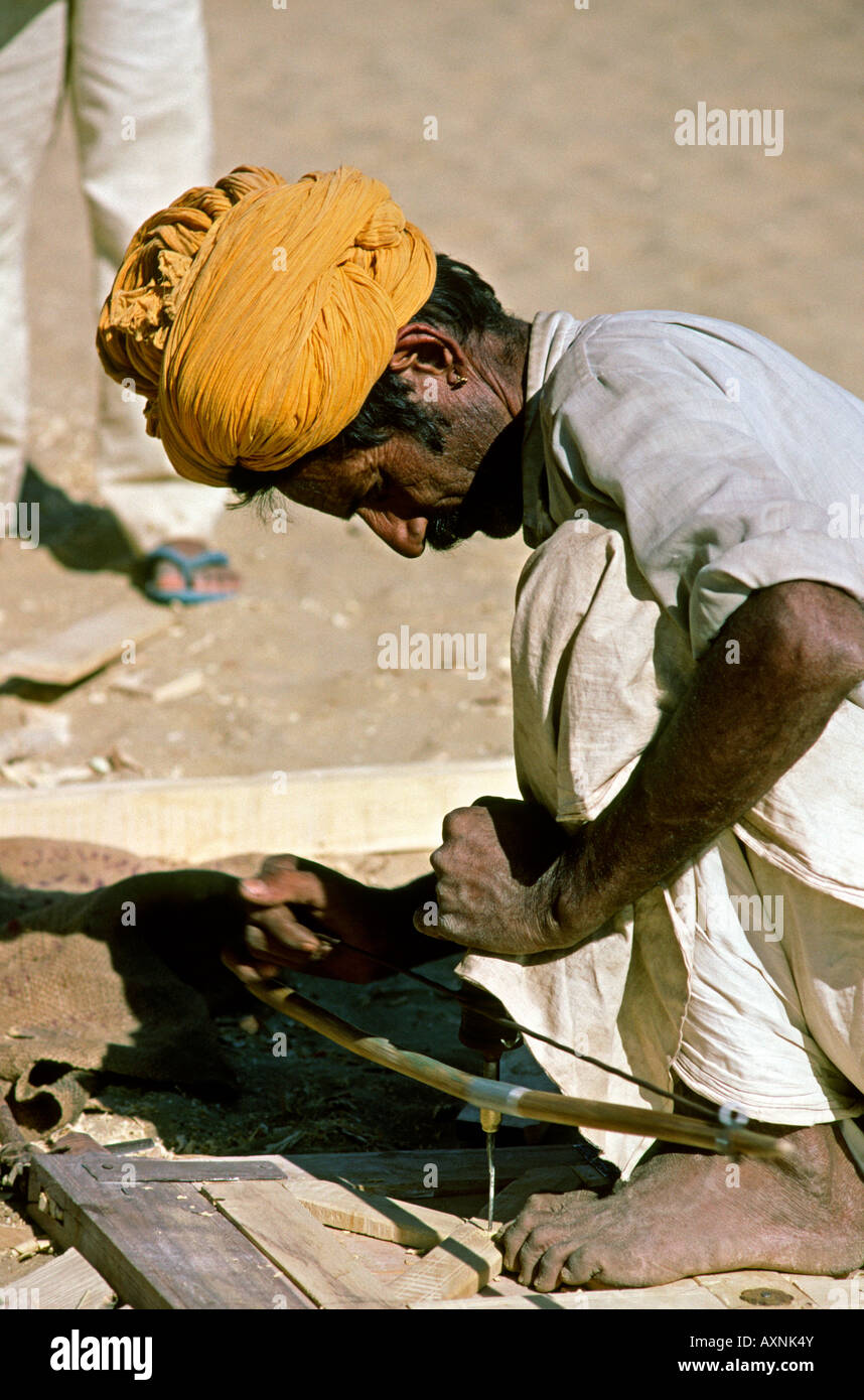 India Rajasthan crafts Khuri drilling wood with bow style drill Stock ...